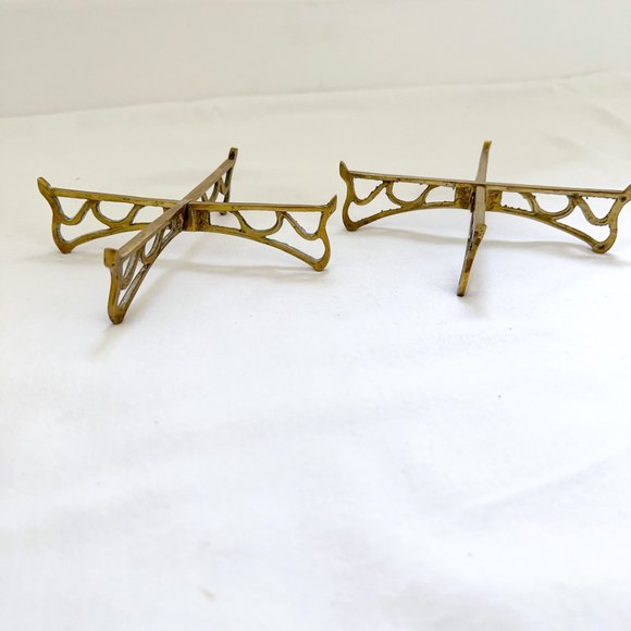 Accents | Vintage Ornate Brass Trivet Display Stand 2 Piece Footed Mid ...